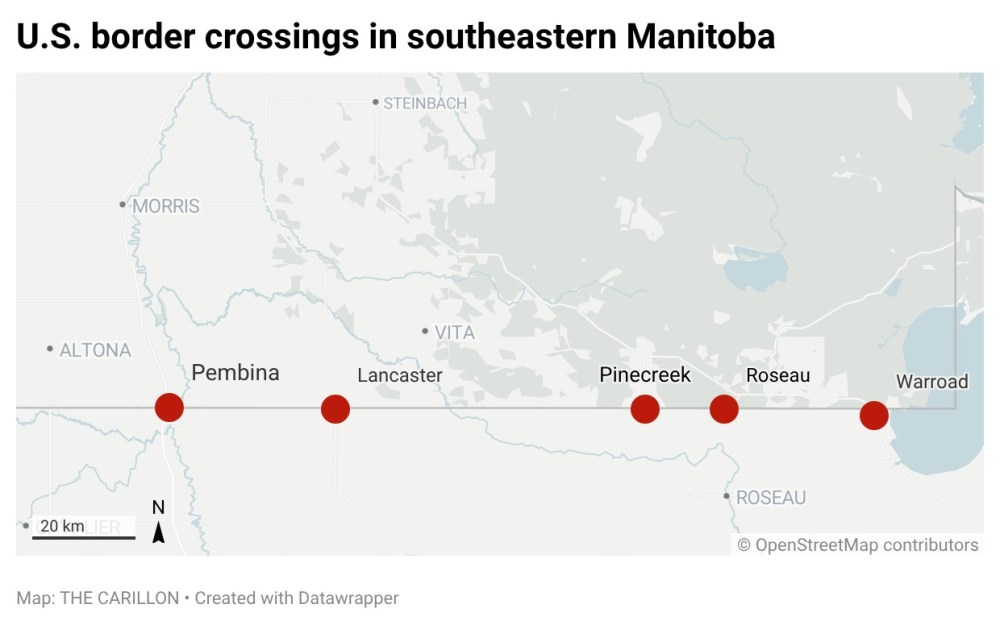 Southeastern Manitoba 2025 border crossings into U.S. hit decade low ...